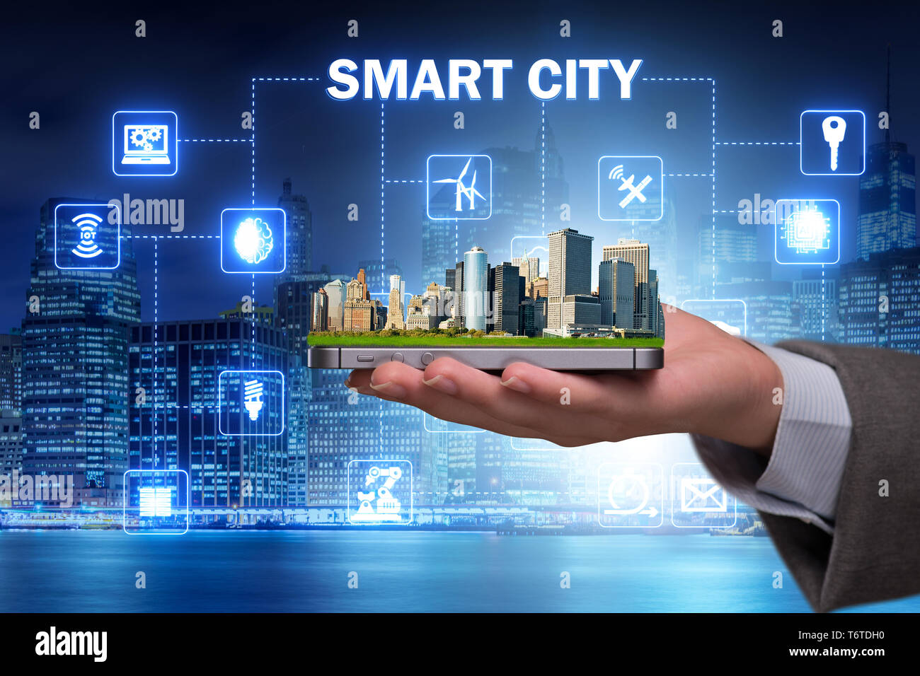 Smart city in innovation concept Stock Photo - Alamy