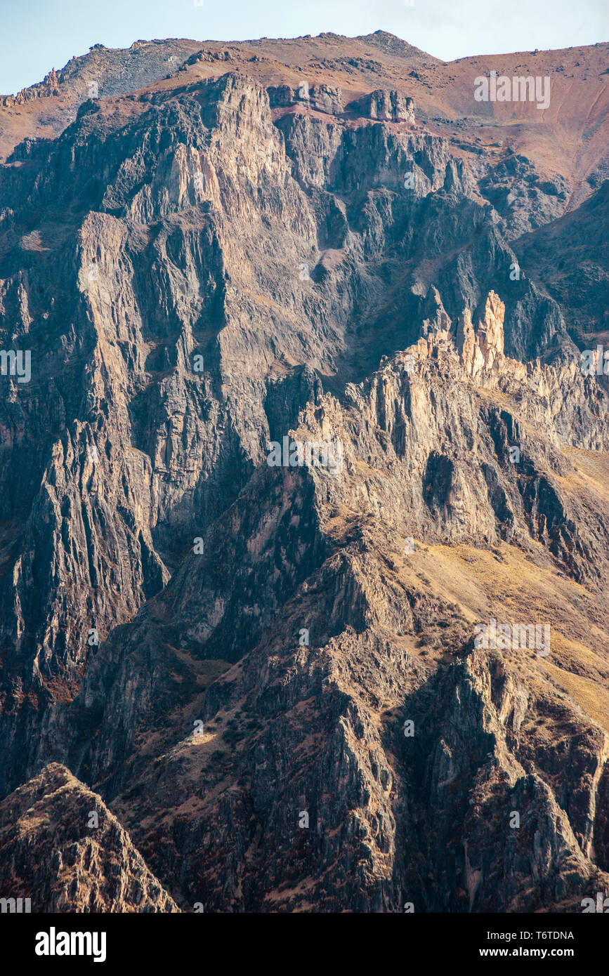 huge rocky wall in Peruvian Andes Stock Photo - Alamy