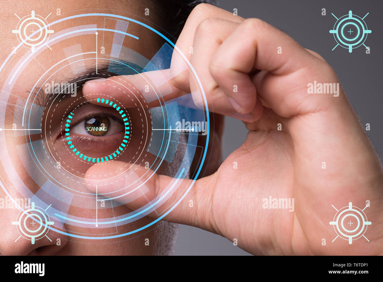 Concept of sensor implanted into human eye Stock Photo - Alamy