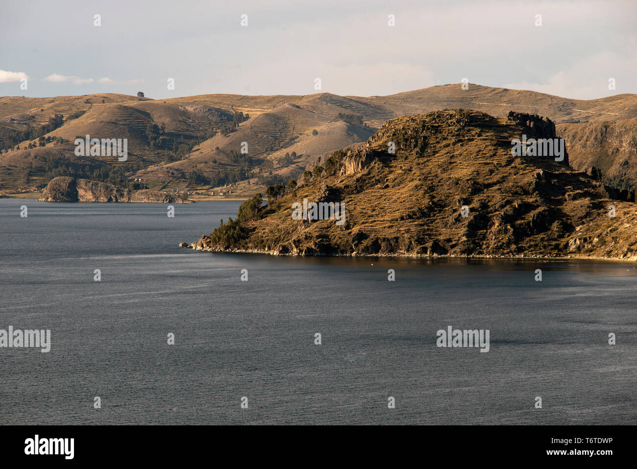 lake Titicaca landscape by sunny evening in Bolivia Stock Photo - Alamy