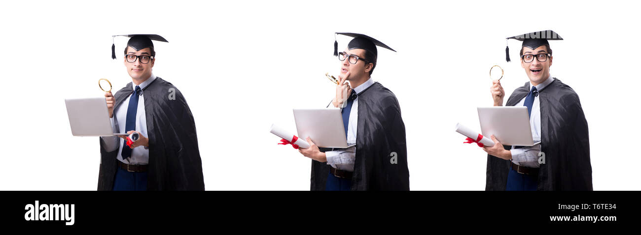 Student graduate isolated on white background Stock Photo - Alamy