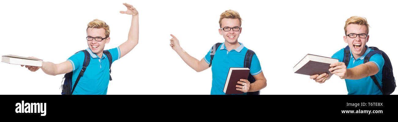 Young student isolated on white background Stock Photo - Alamy