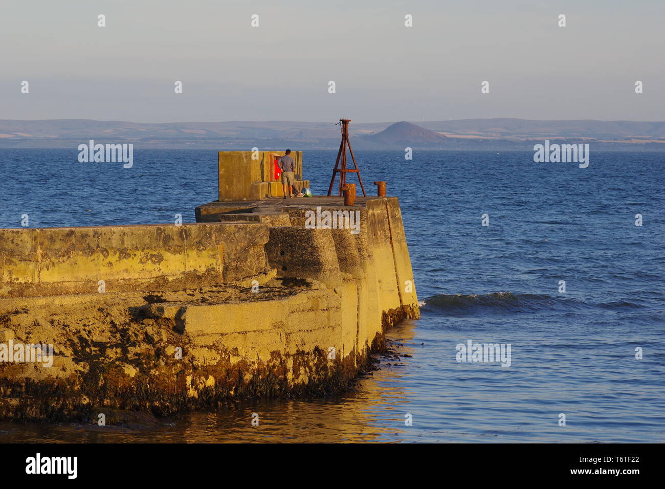 St Monans Harbour Wall in the Golden Glow of Evening. Fife, Scotland ...