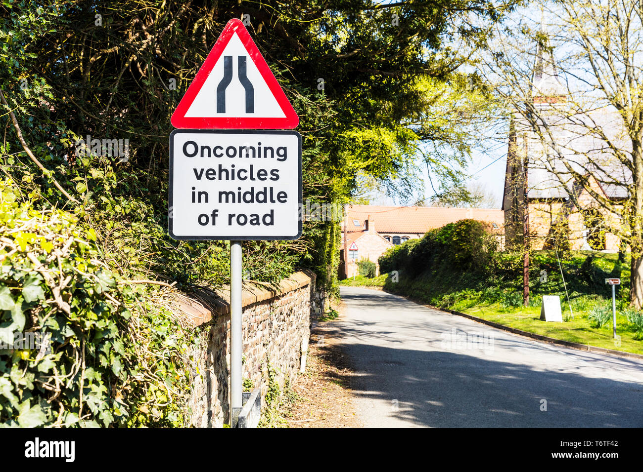 Road narrows sign hi-res stock photography and images - Alamy