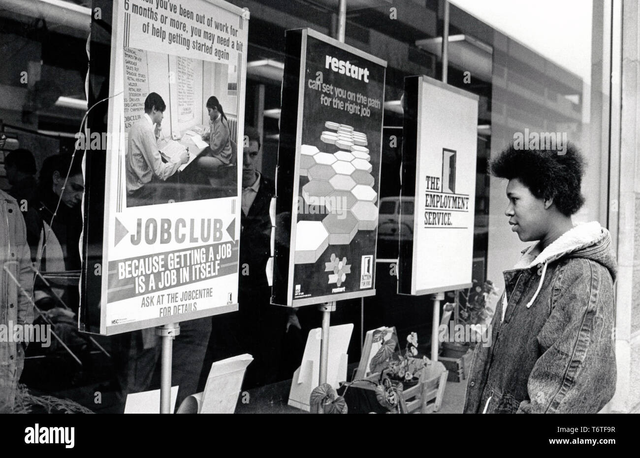 Woman outside Job Centre UK 1998 Stock Photo - Alamy