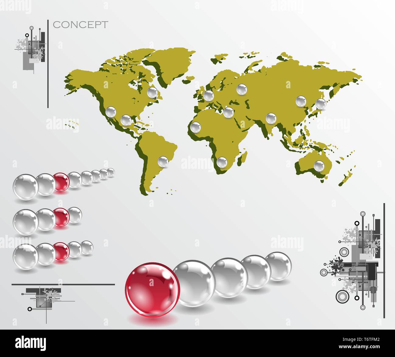 Map with balls as pins Stock Vector Image & Art - Alamy