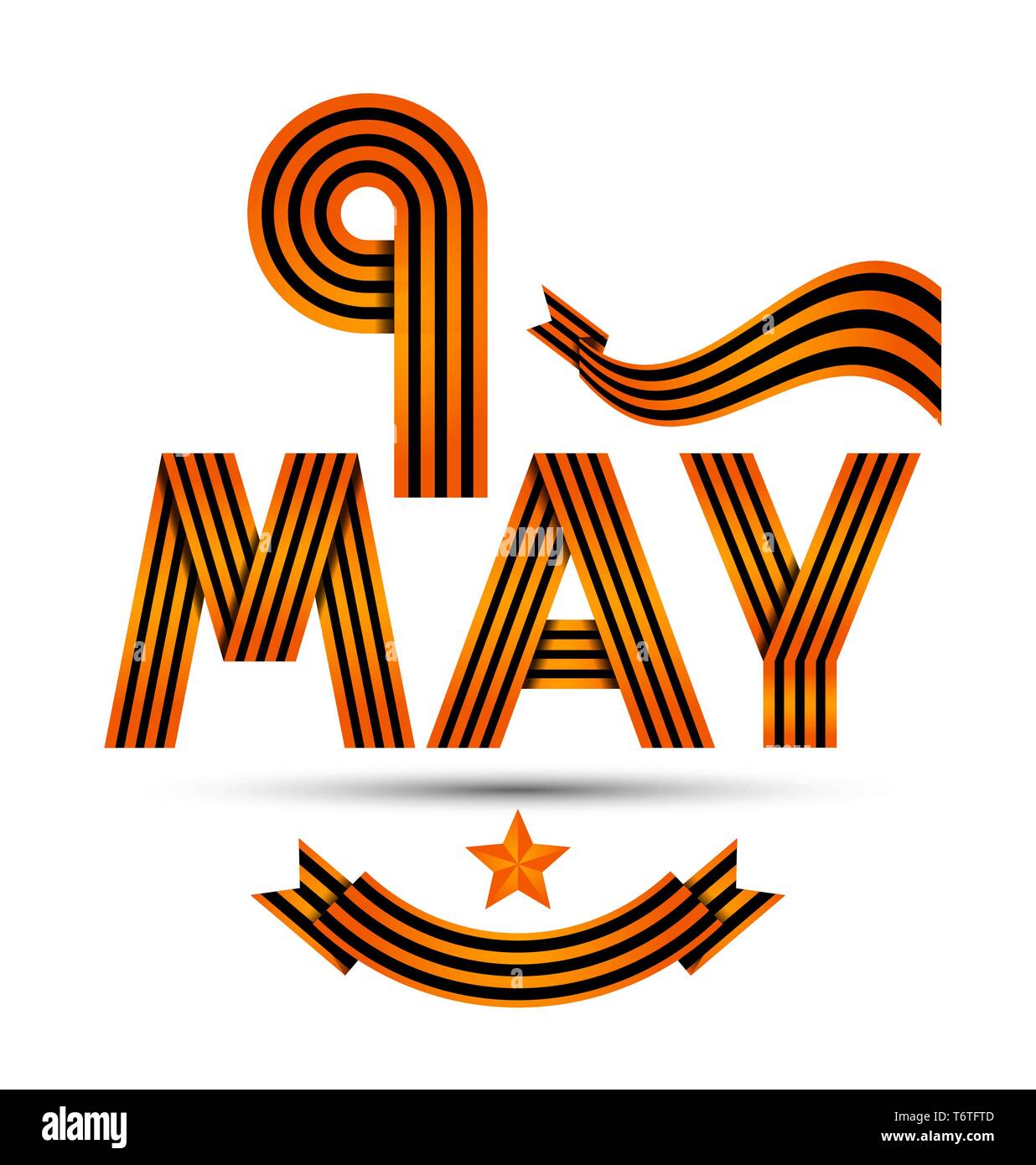 Set of military georgian ribbons for Victory Day and fonts 9 may Stock ...