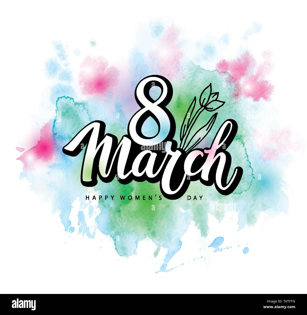 8 March vector watercolor card Stock Vector Image & Art - Alamy