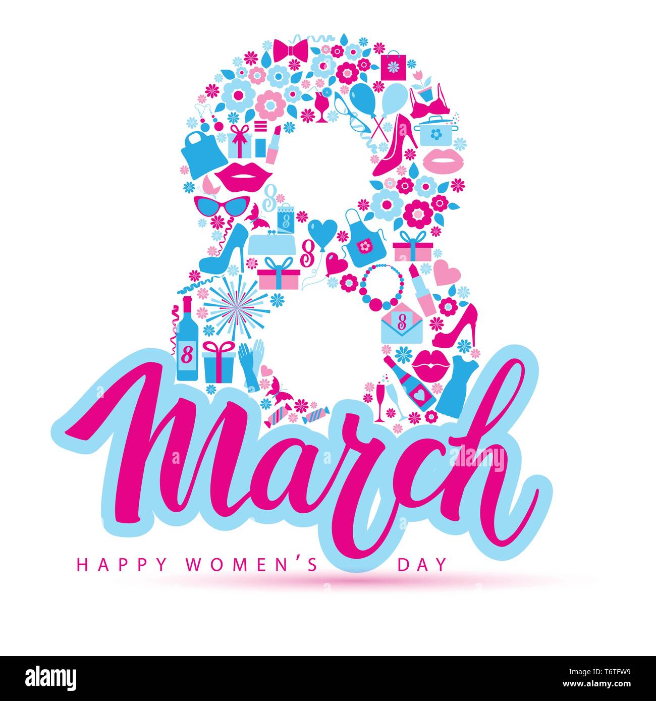 8 March vector card of icons Stock Vector Image & Art - Alamy