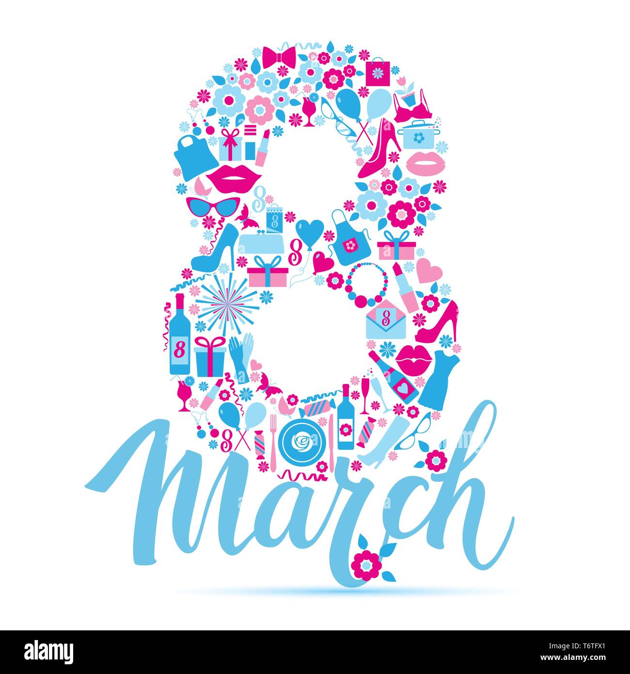 8 March vector card of icons Stock Vector Image & Art - Alamy