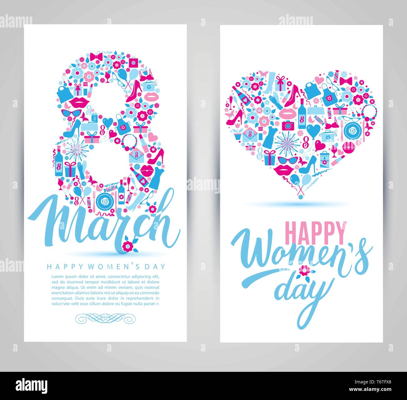 8 March vector cards of icons Stock Vector Image & Art - Alamy