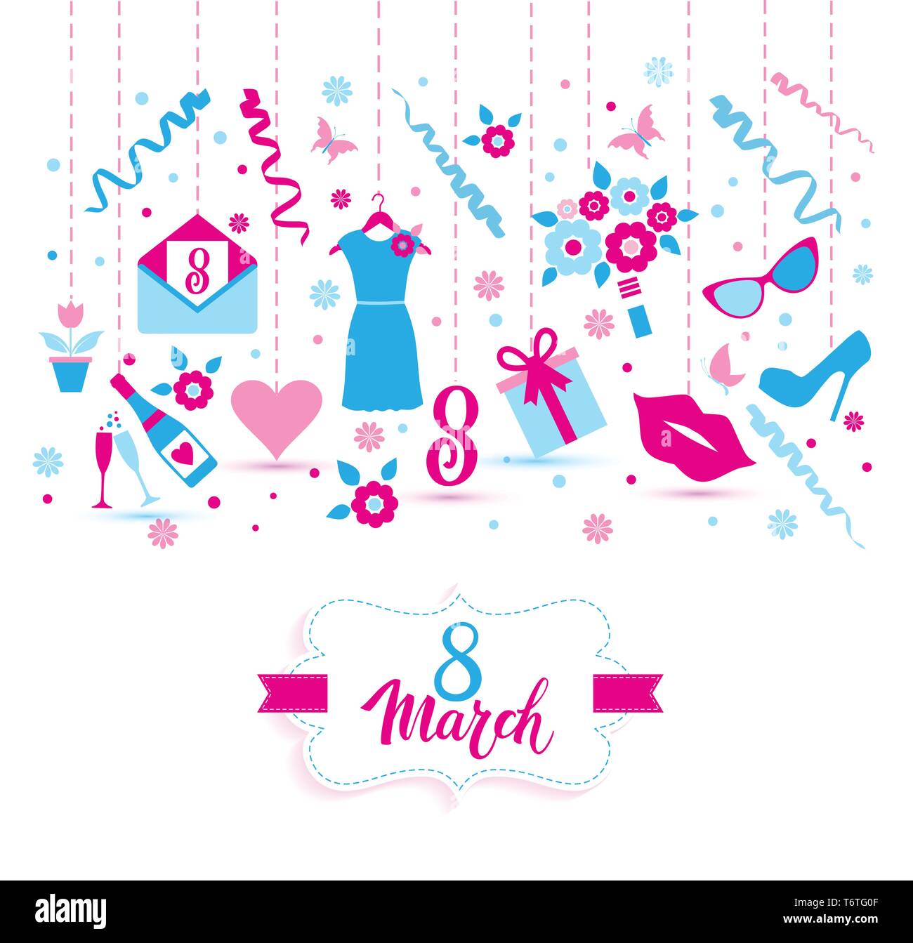 8 March vector card of icons Stock Vector Image & Art - Alamy