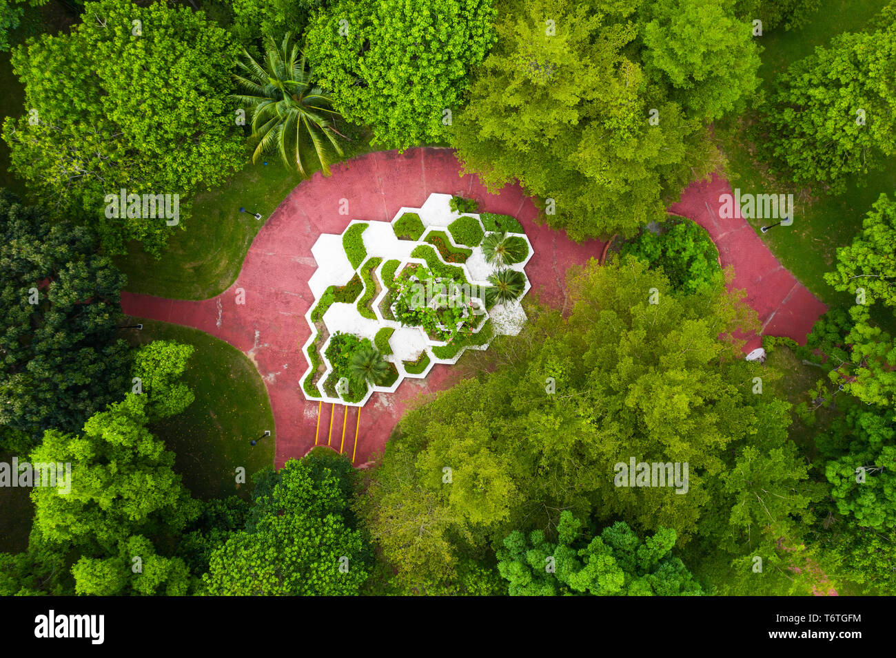 Aerial view of a park facility surrounding by trees Stock Photo - Alamy