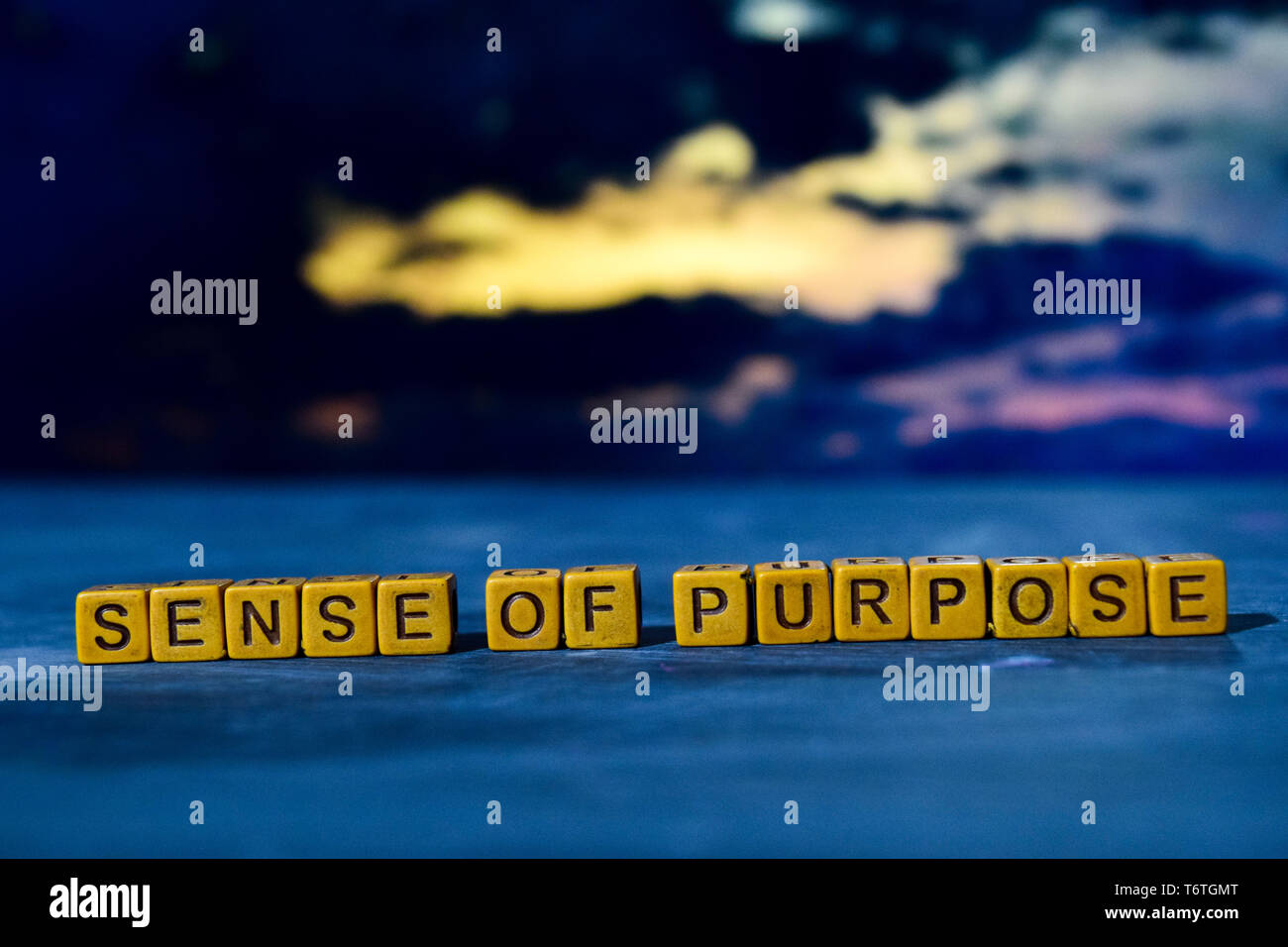 Sense of purpose on wooden blocks. Cross processed image with bokeh ...