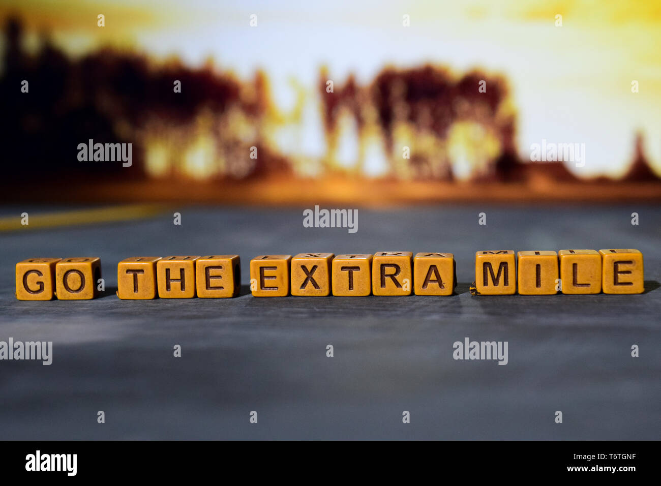 Go the extra mile on wooden blocks. Cross processed image with bokeh ...