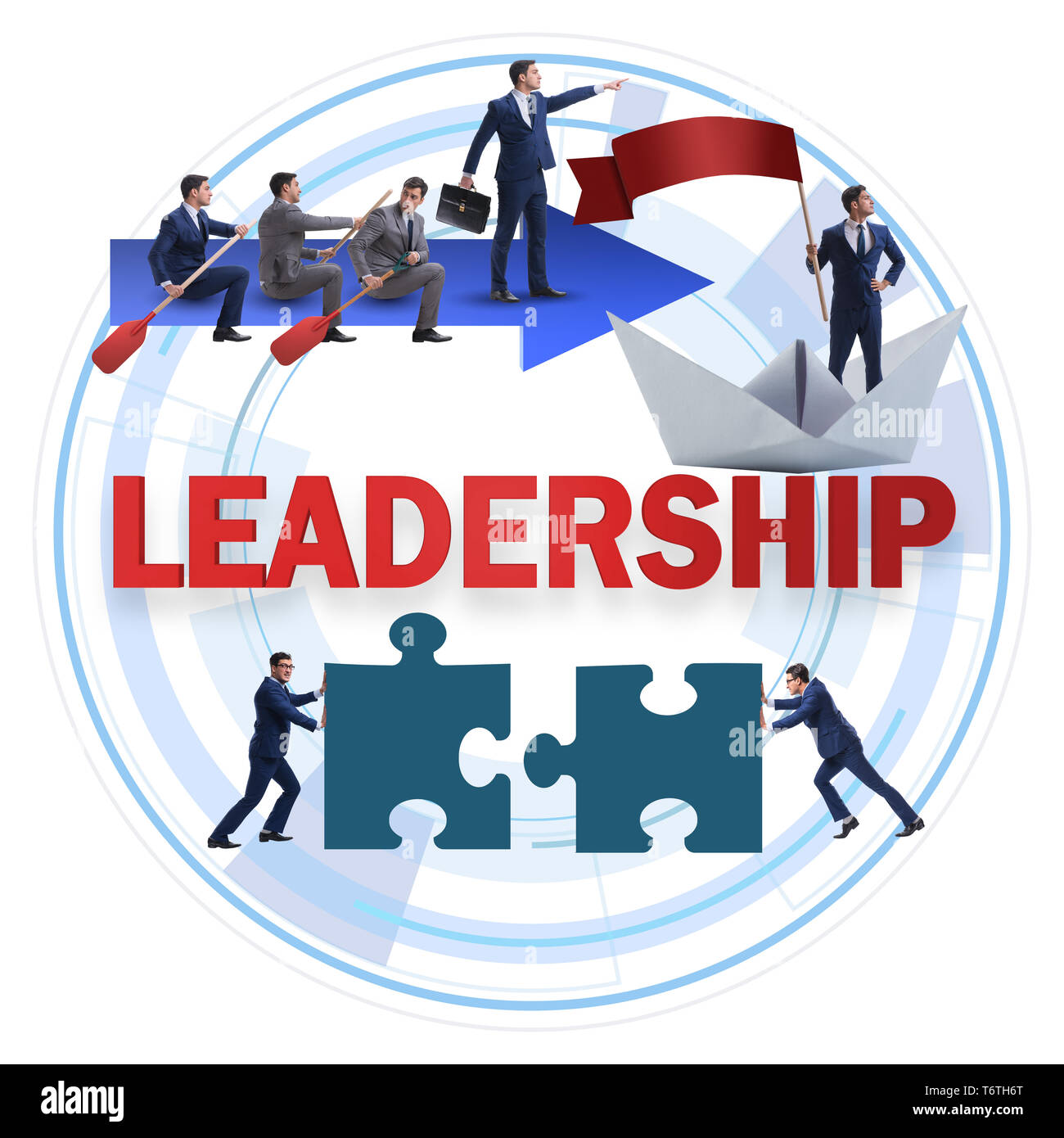 Concept of leadership with many business situations Stock Photo - Alamy