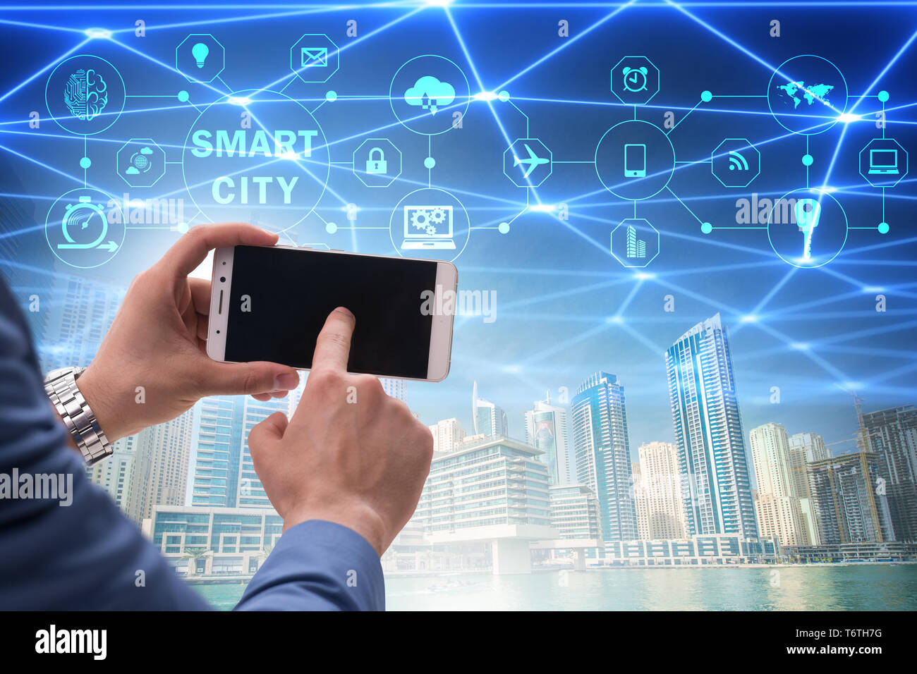 Smart city in innovation concept Stock Photo - Alamy