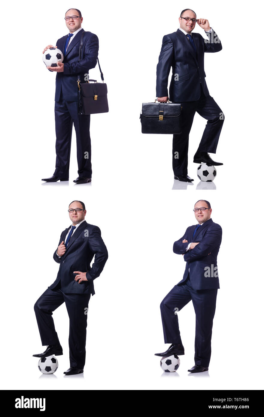 Man with football isolated on white Stock Photo - Alamy