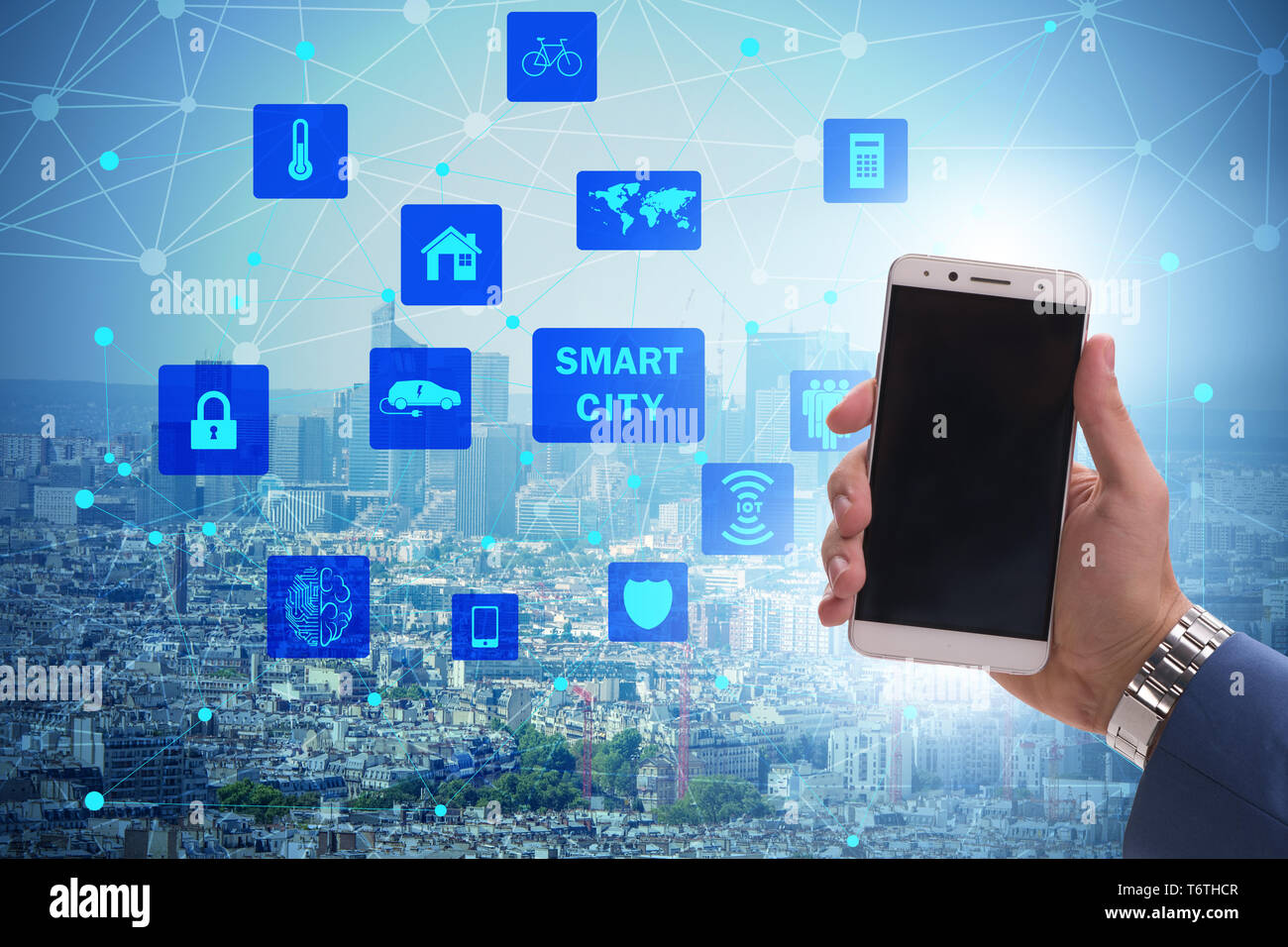 Smart city in innovation concept Stock Photo - Alamy