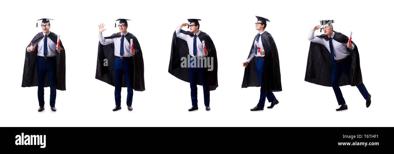 Student graduate isolated on white background Stock Photo - Alamy