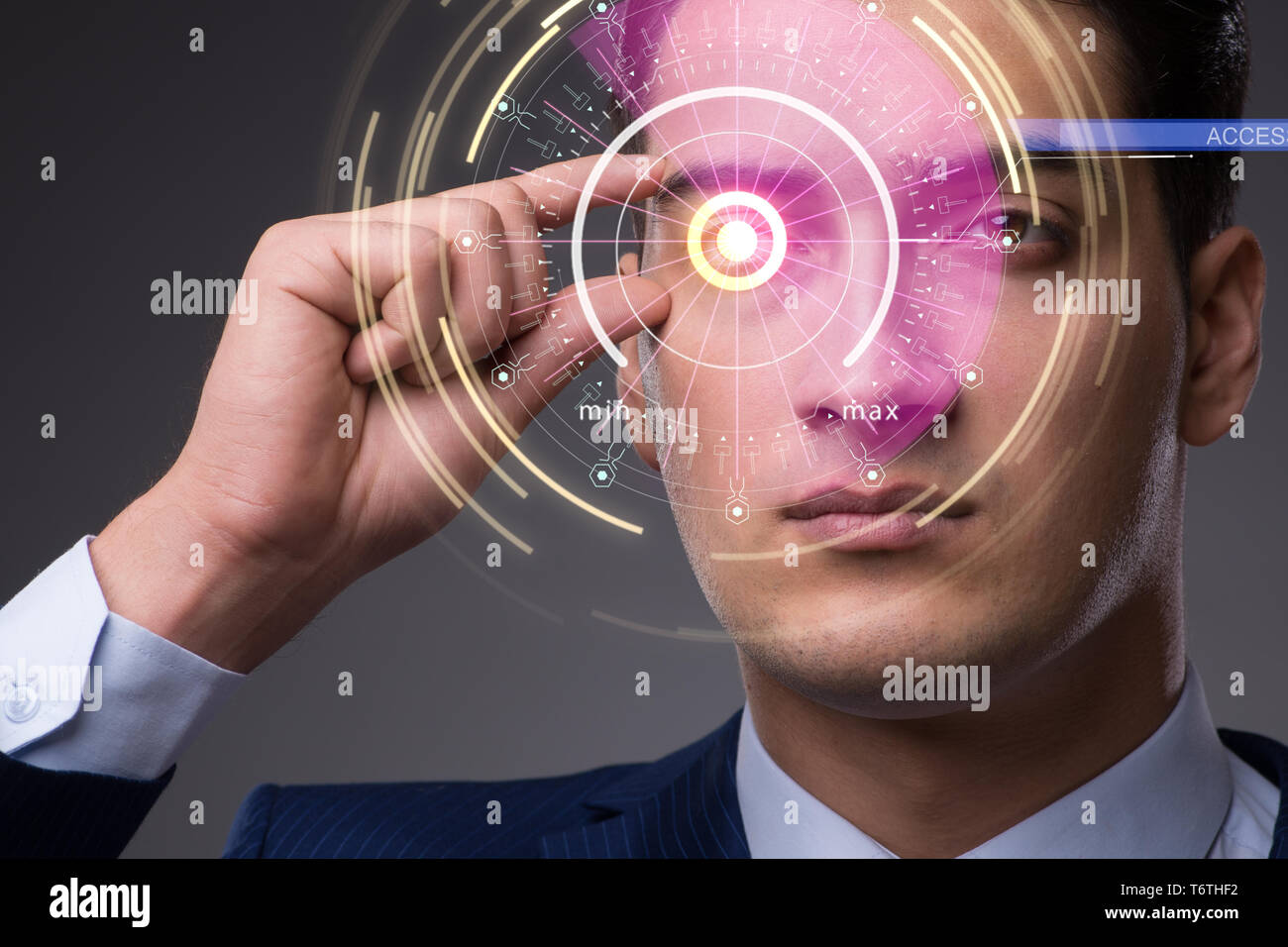 Concept of sensor implanted into human eye Stock Photo - Alamy