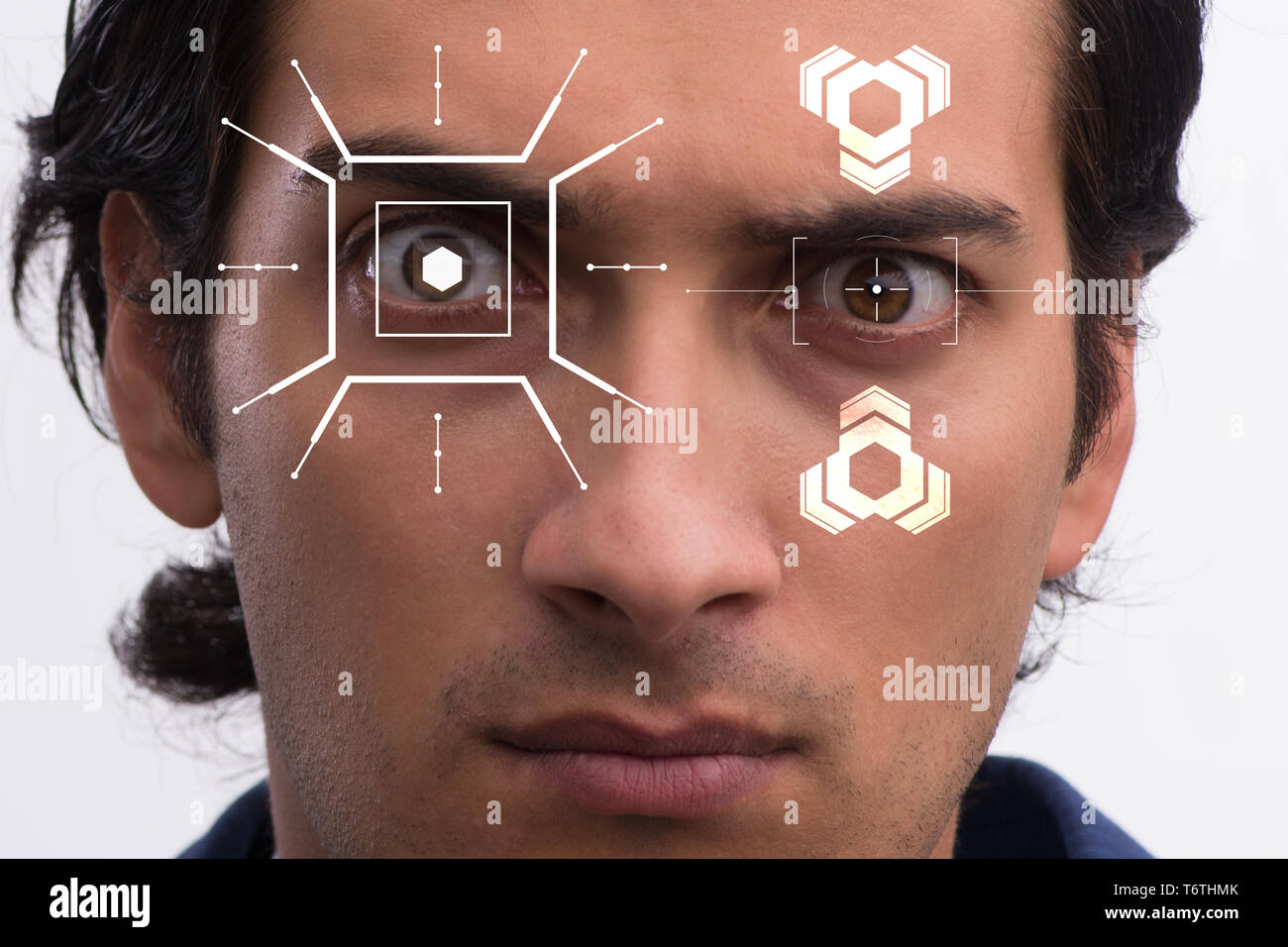 Concept of sensor implanted into human eye Stock Photo - Alamy