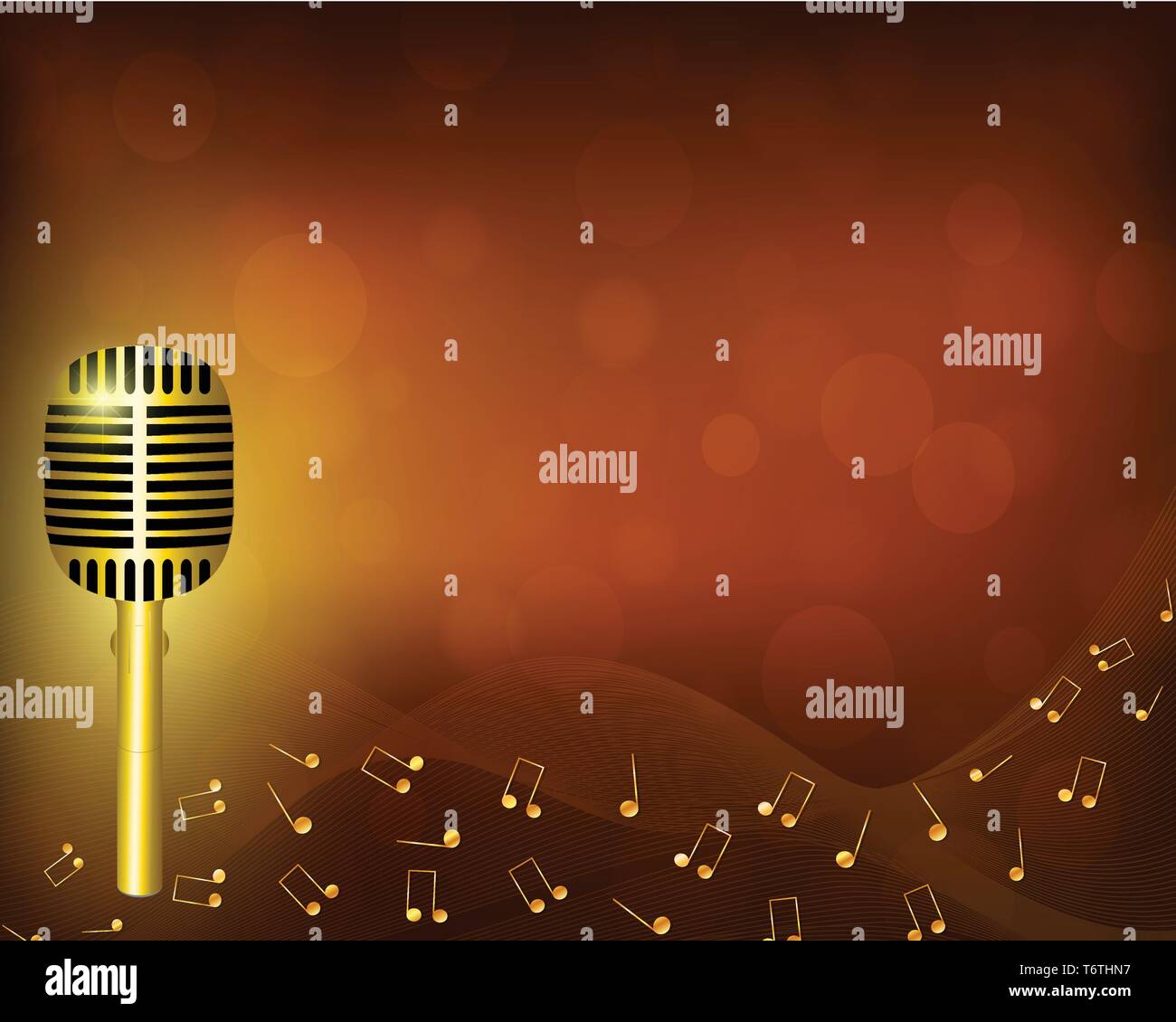 Illustration musical notes microphone Stock Vector Images - Alamy