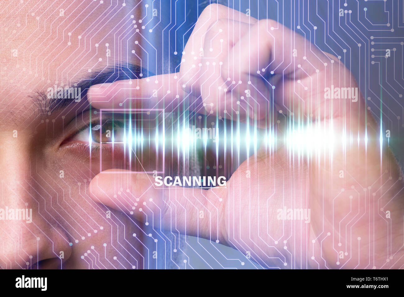 Concept of sensor implanted into human eye Stock Photo - Alamy