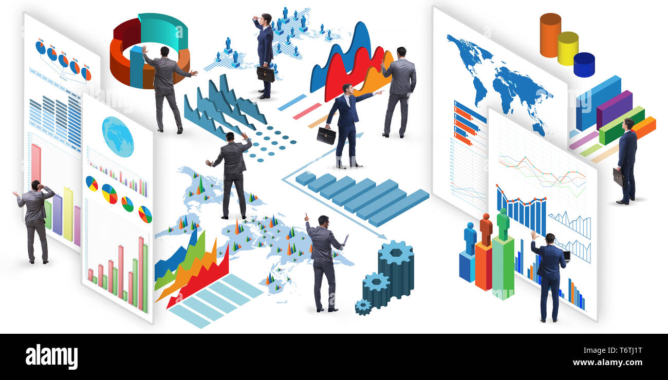 Businessman in business infographics concept Stock Photo - Alamy