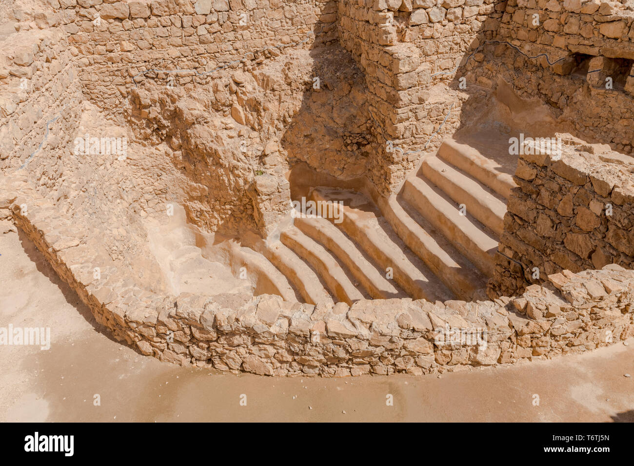 Ruins of the rjewish ritual bath in ancient Masada fortress in Israel ...