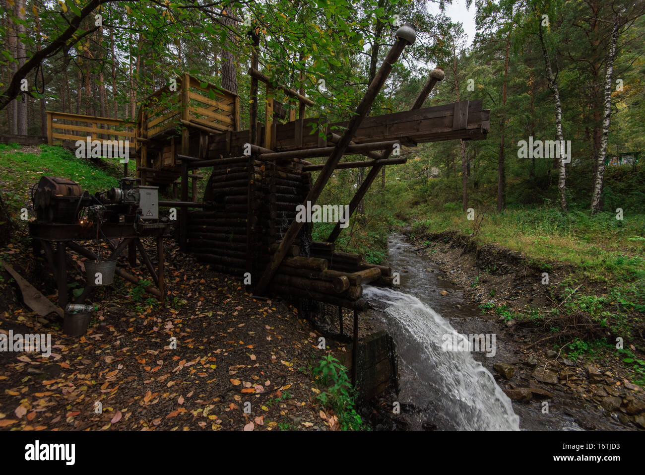Rustic watermill with wheel Stock Photo - Alamy