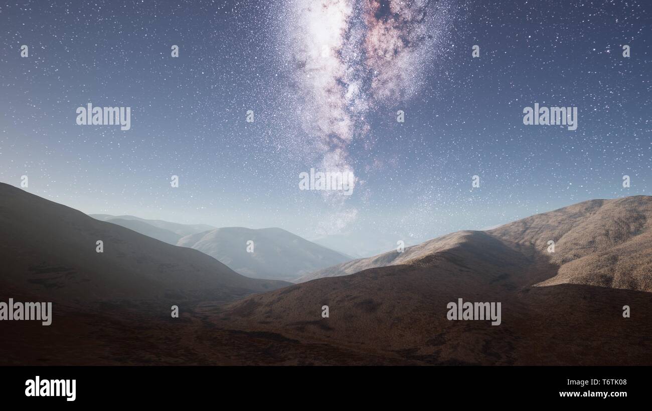 Milky Way stars above desert mountains Stock Photo - Alamy
