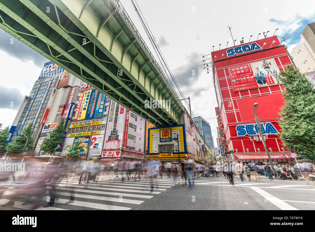Colorful Bilboard Advertisements Motion Blurred crowd at Chuo Dori ...