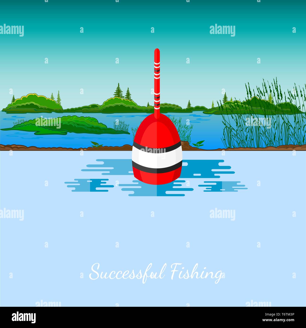 fishing background with lake or river and float Stock Vector Image ...