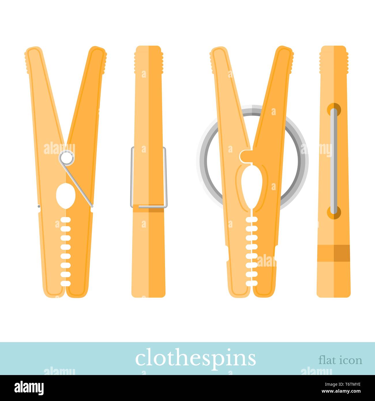 flat icon wood clothespin set isolated on white Stock Vector Image ...