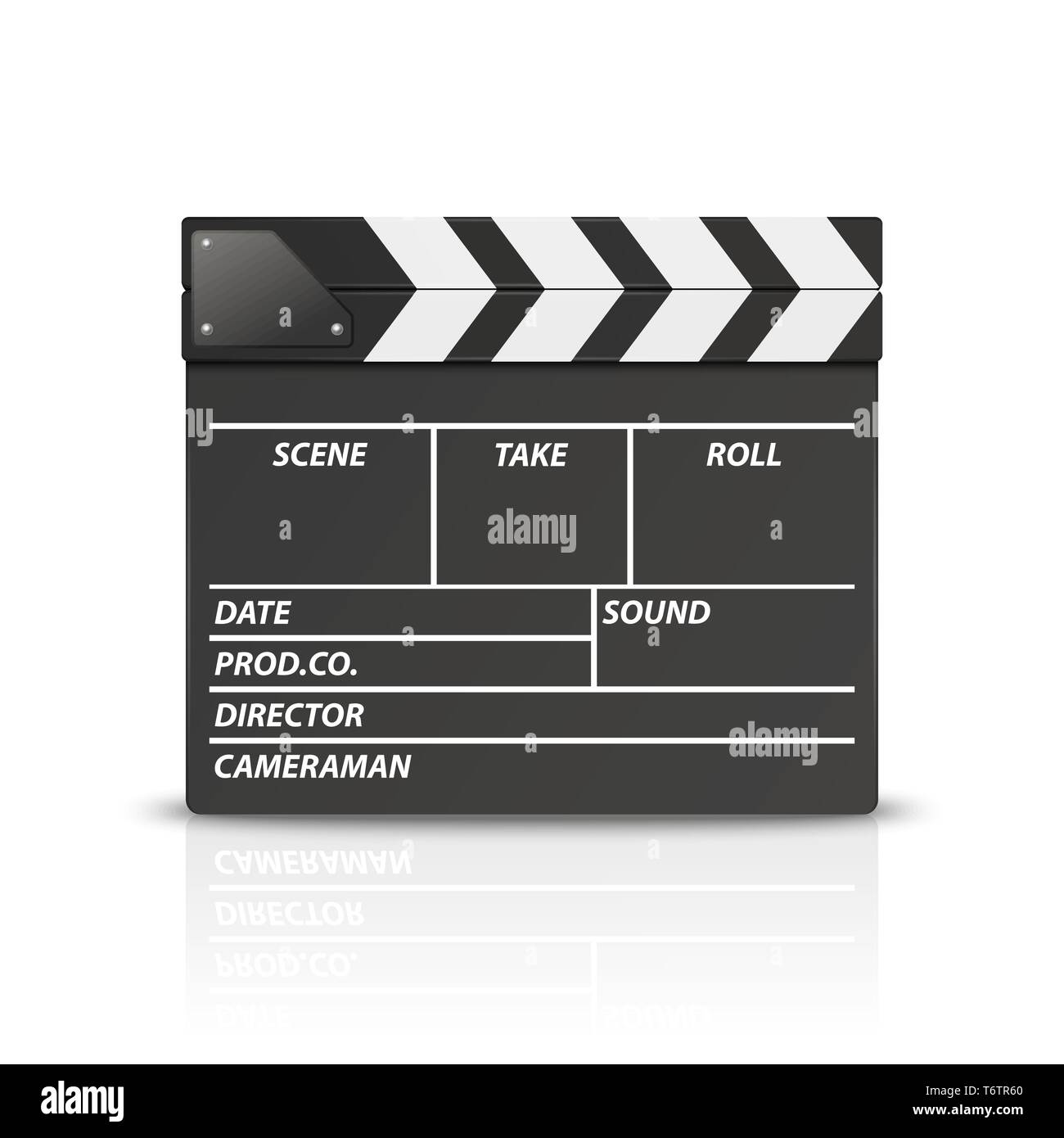 Vector 3d Realistic Blank Closed Movie Film Clap Board Icon Closeup ...