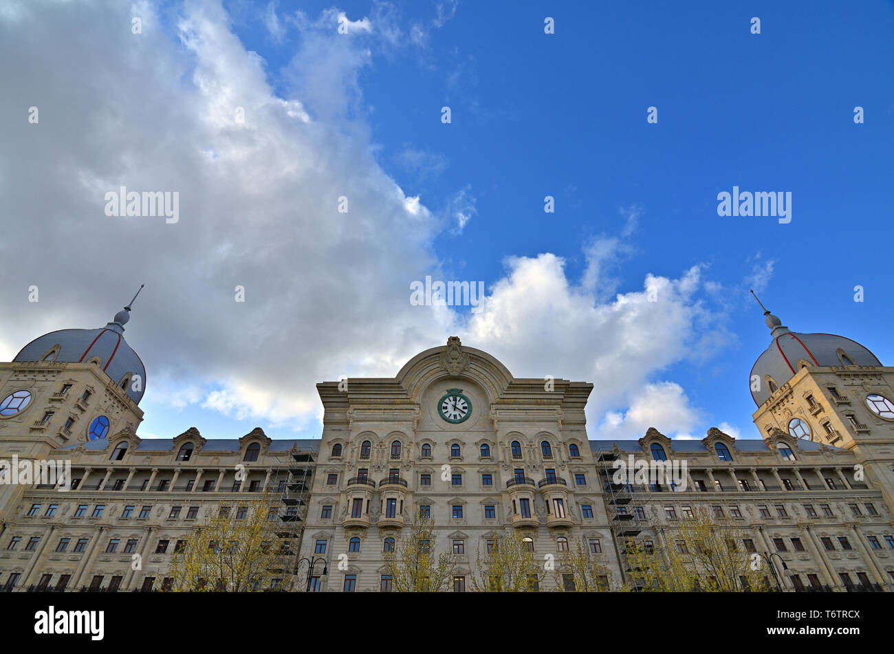 02-05-2019.Baku.Azerbaijan.The facade of a new building in the old ...
