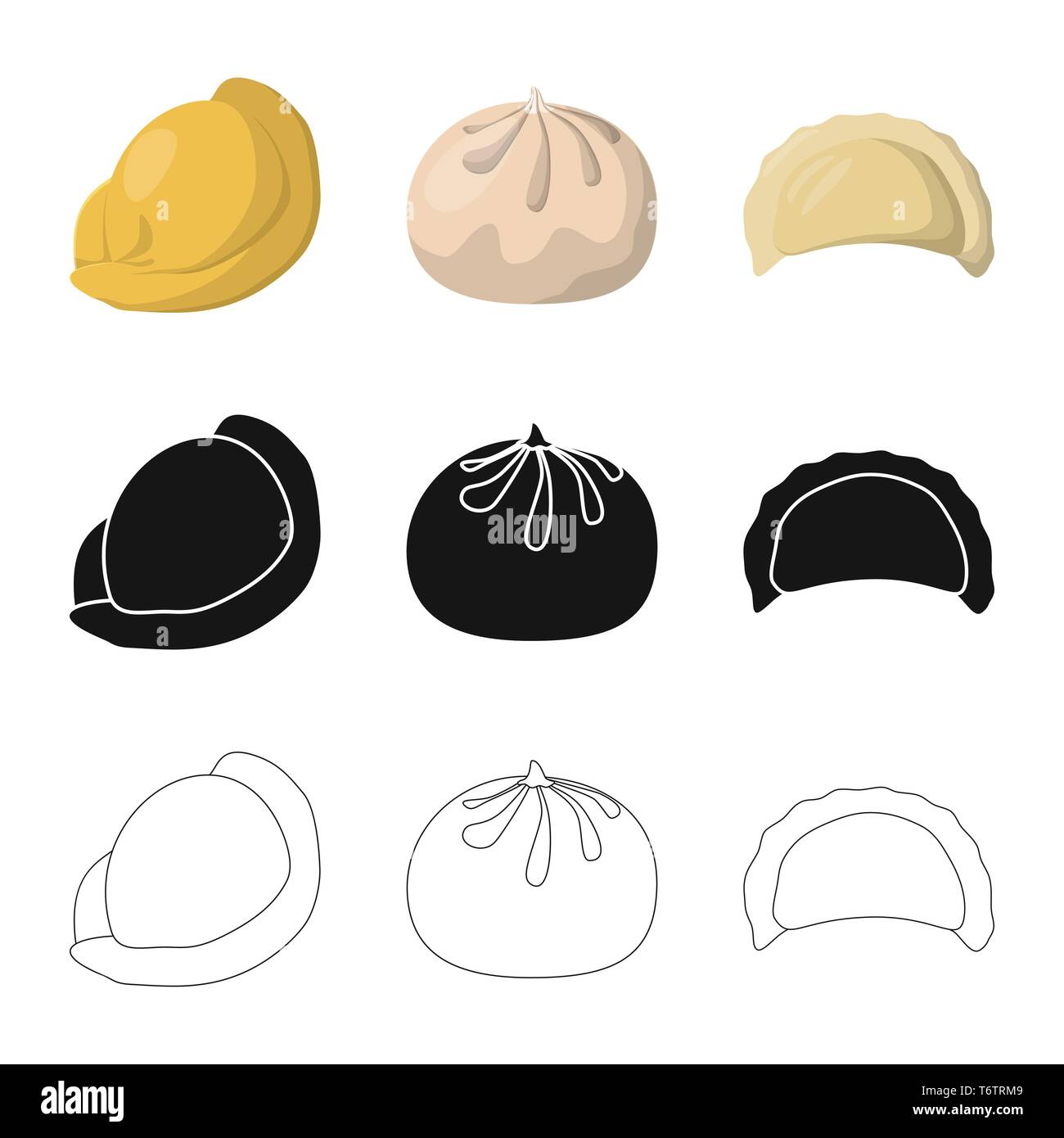 Vector illustration of products and cooking sign. Set of products and ...