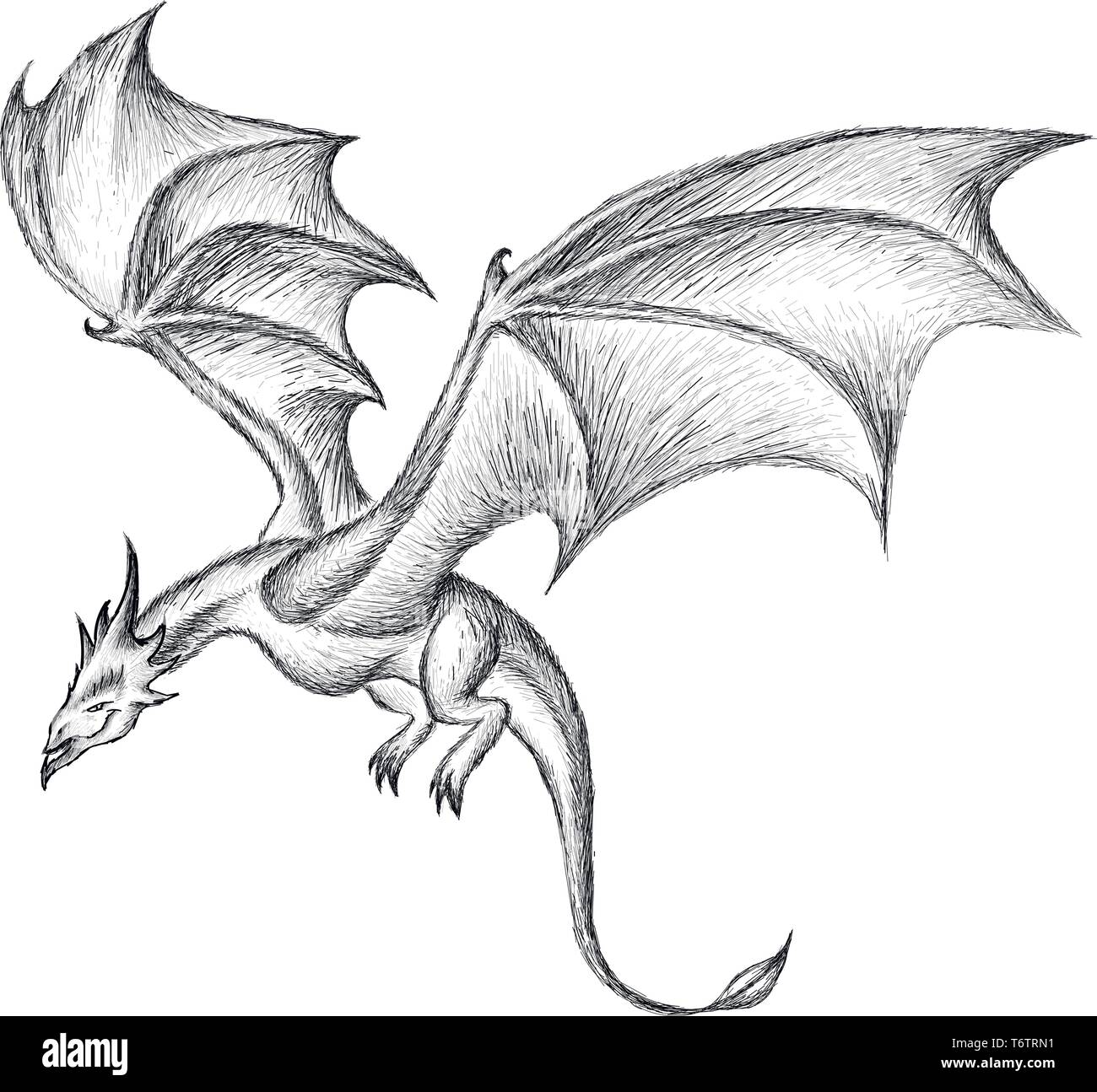Flying Dragon Drawings In Pencil