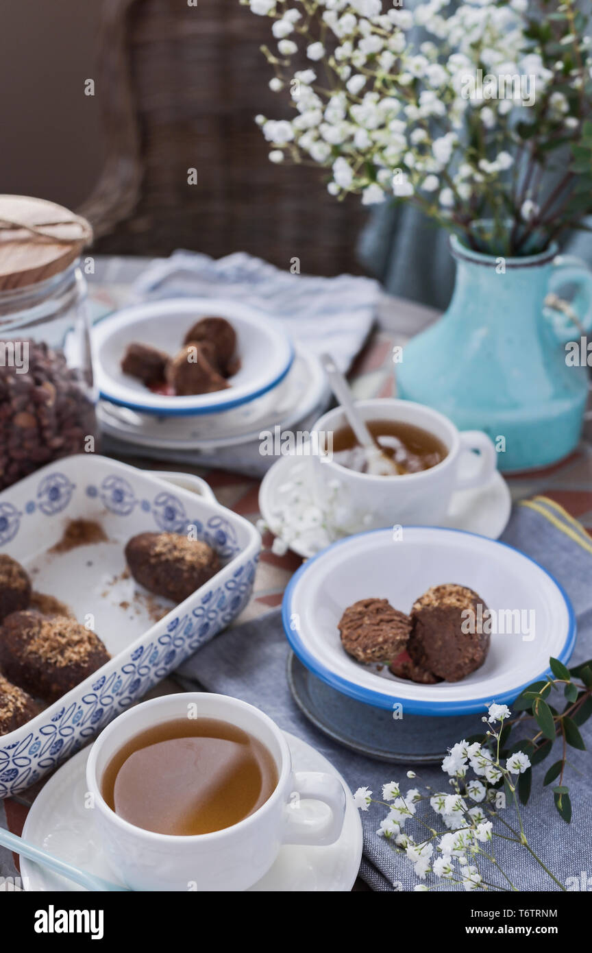 Traditional Russian cake with cocoa in the shape of a ball. Served ...