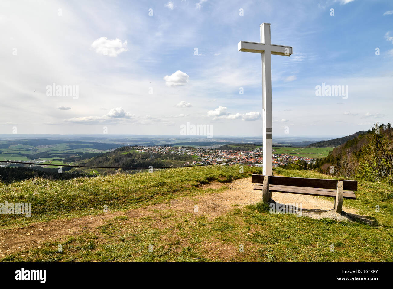 White cross with Gosheim town in background,Germany Stock Photo - Alamy