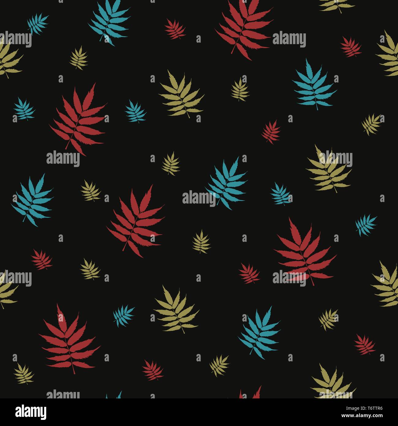 beautiful vector seamless pattern with falling leaves of red yellow and ...