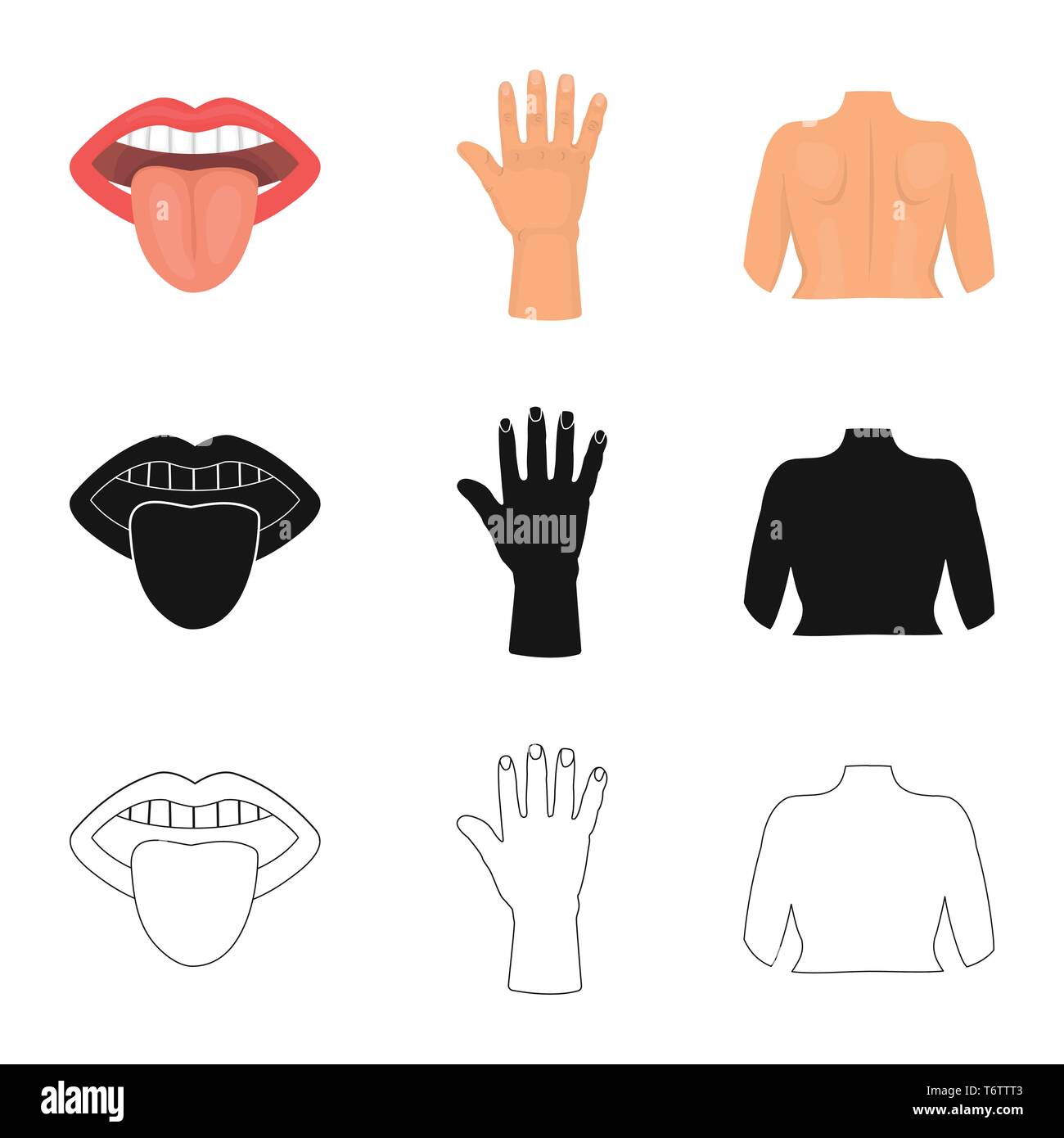 Isolated object of body and part sign. Collection of body and anatomy ...