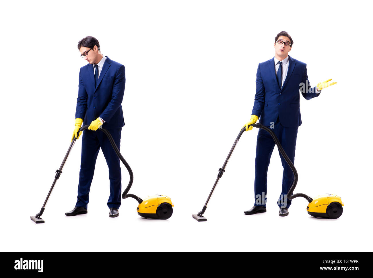 Man working vacuum cleaner clean Cut Out Stock Images & Pictures - Alamy
