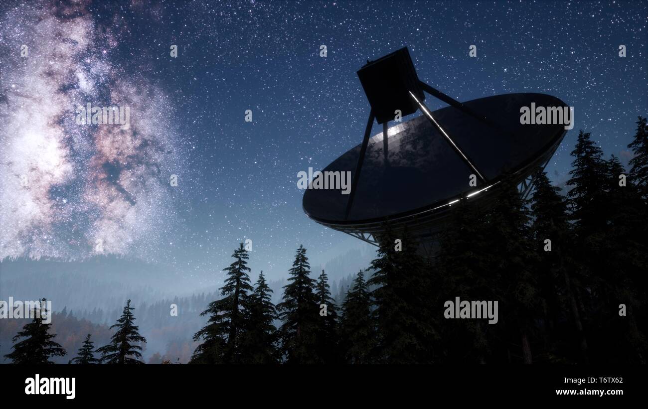 astronomical observatory under the night sky stars. hyperlapse Stock ...