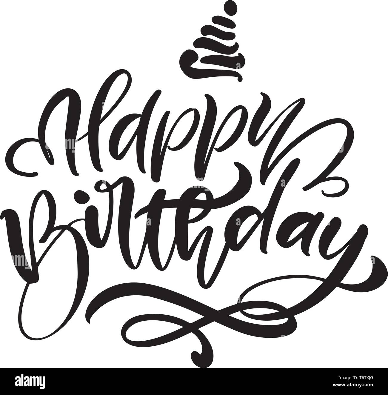 Vector illustration handwritten modern brush lettering of Happy ...