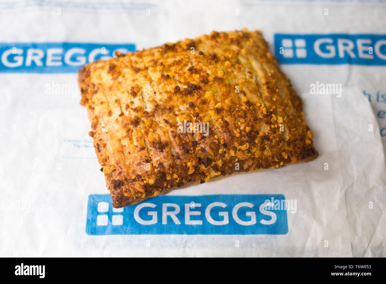 Greggs pasty cheese bake at a branch in Warwick, Warwickshire, UK on ...