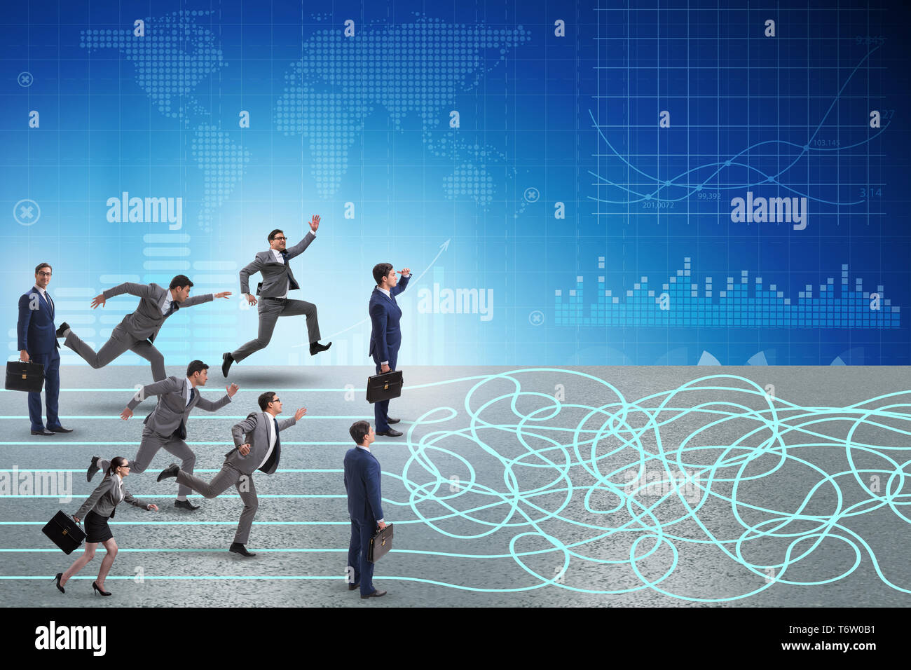 Business people in uncertainty concept Stock Photo - Alamy