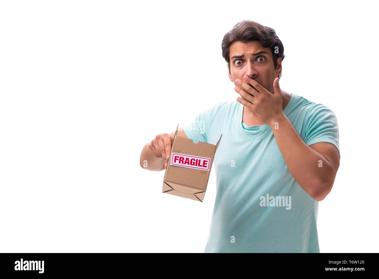 Shocked young man shopping Cut Out Stock Images & Pictures - Alamy