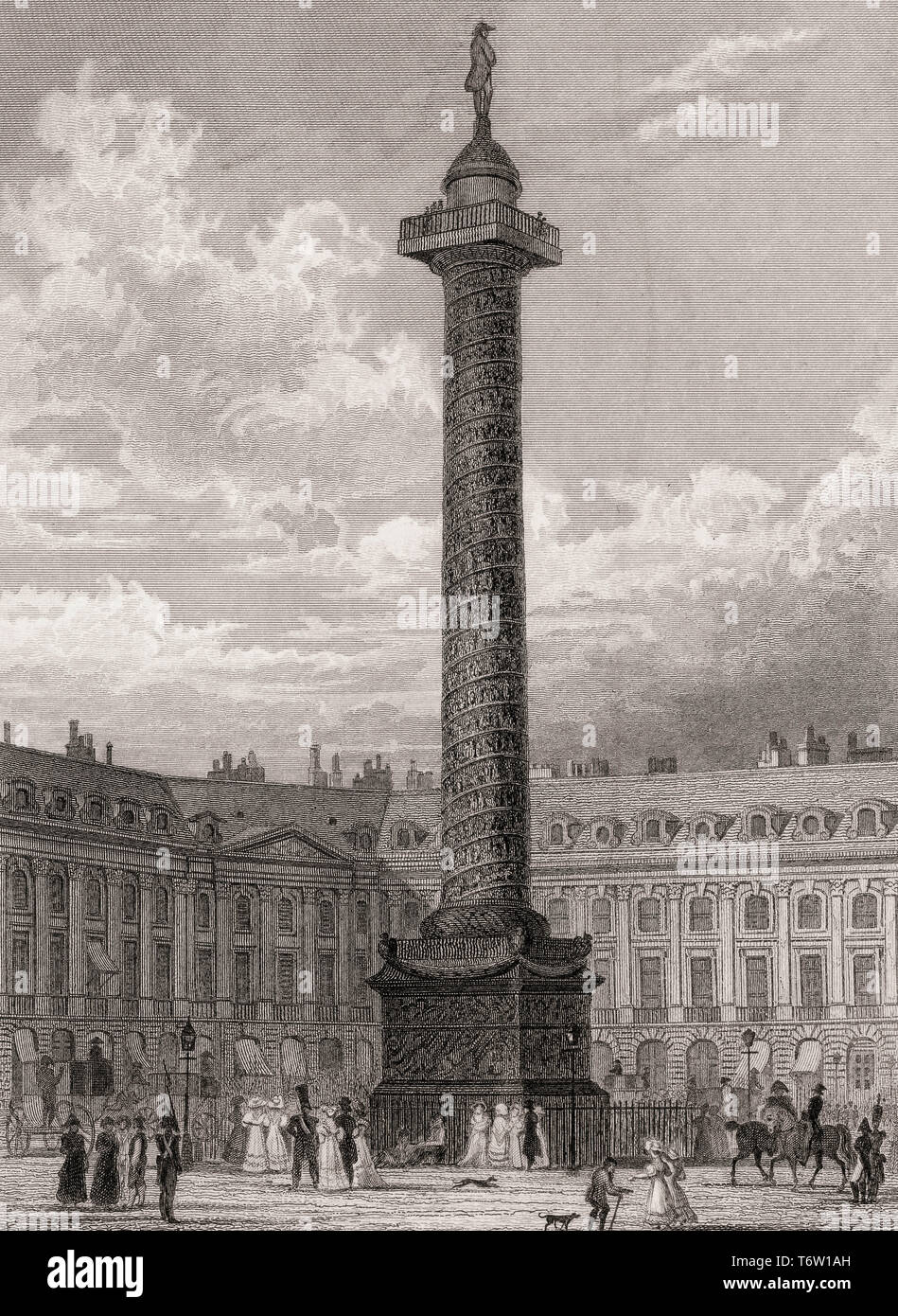 The Vendôme Column, Paris, antique steel engraved print, 1831 Stock ...